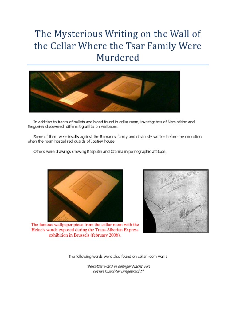 The Mysterious Writing On The Wall of The Cellar Where The Tsar Family ...