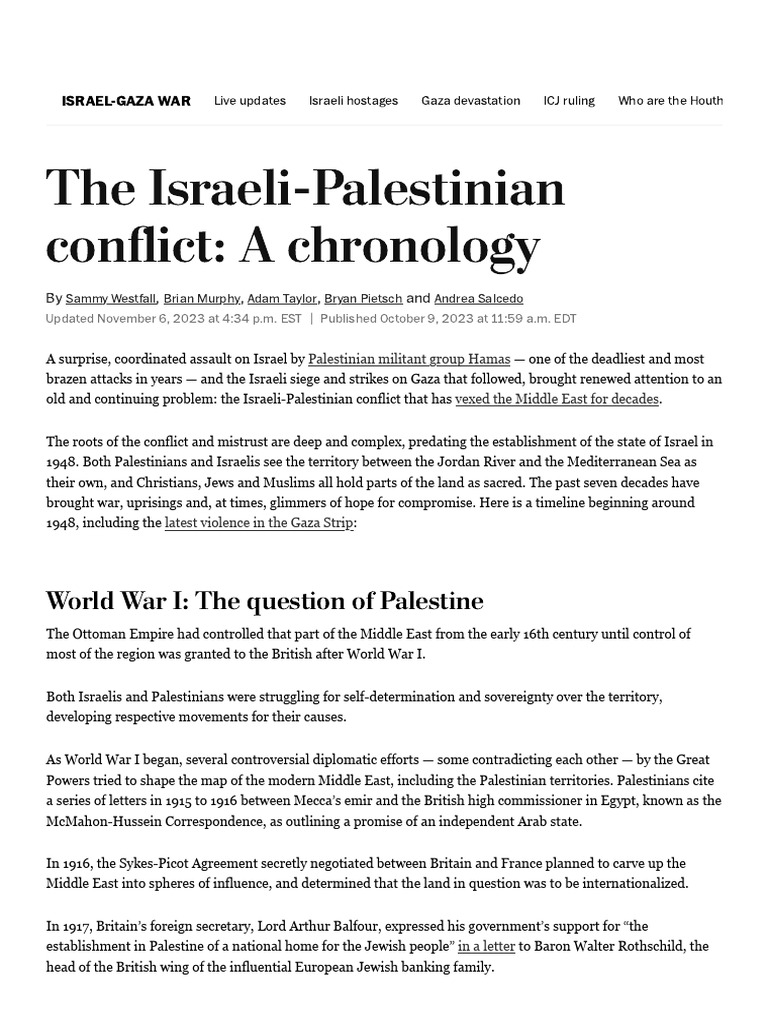 History of The Israeli-Palestine Conflict - A Chronology - The Washington Post | PDF | Israeli ...