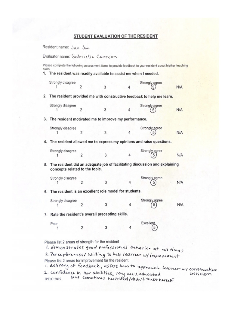 Jae Student Eval | PDF