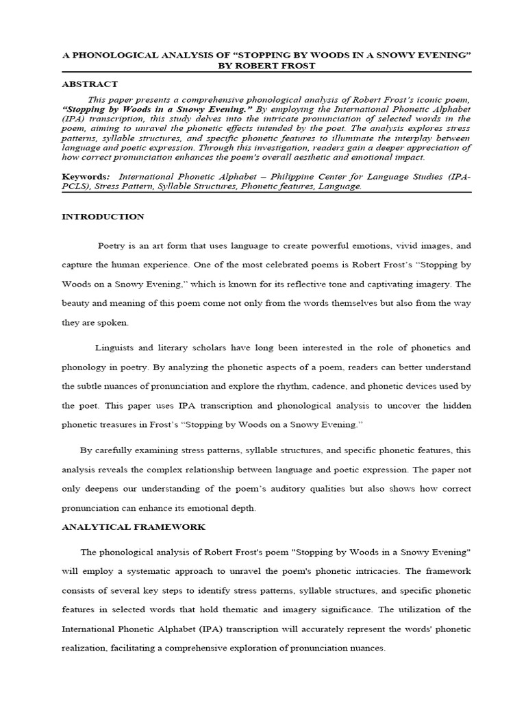Phonological Analysis Revised Paper Final | PDF | Poetry | Stress ...