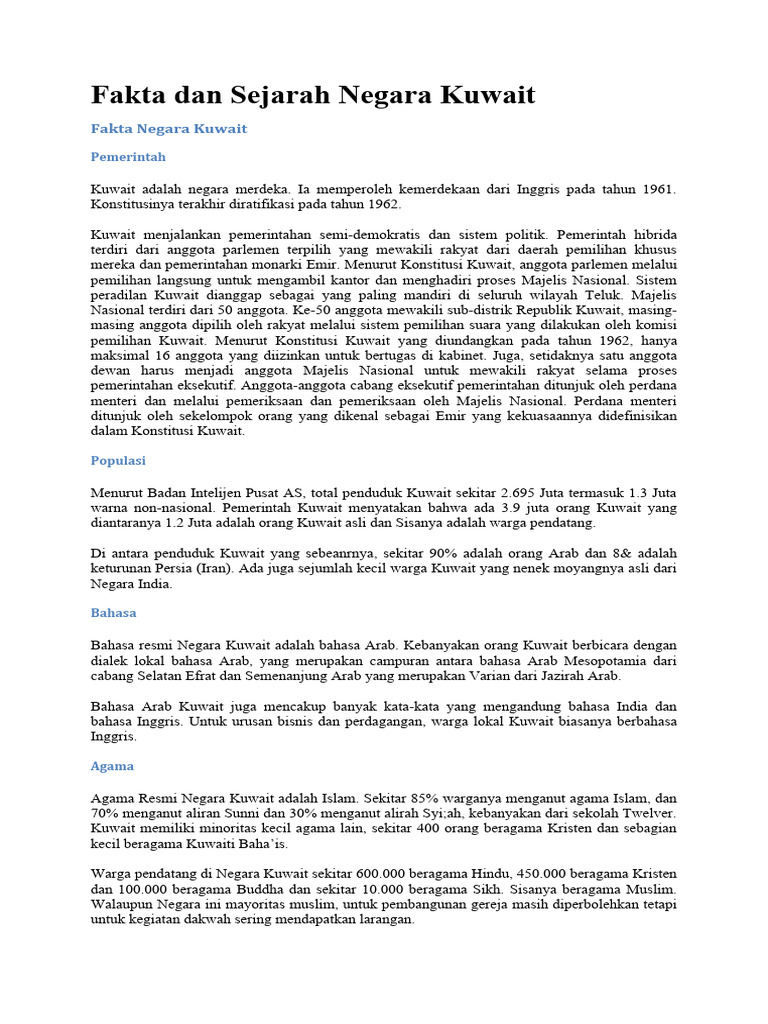 Fakta Dan Sejarah Negara Kuwait | PDF | Perjalanan