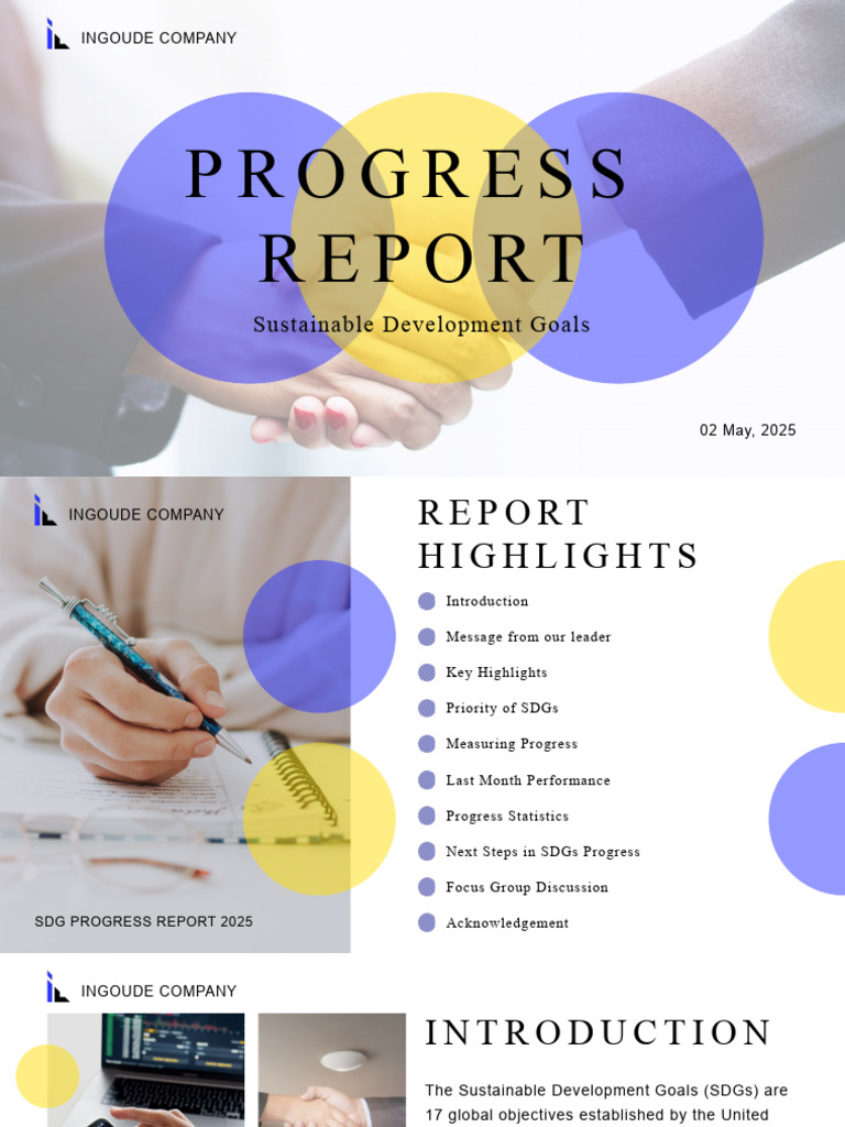 Purple and Yellow Simple Progress Report Sustainable Development Goals ...