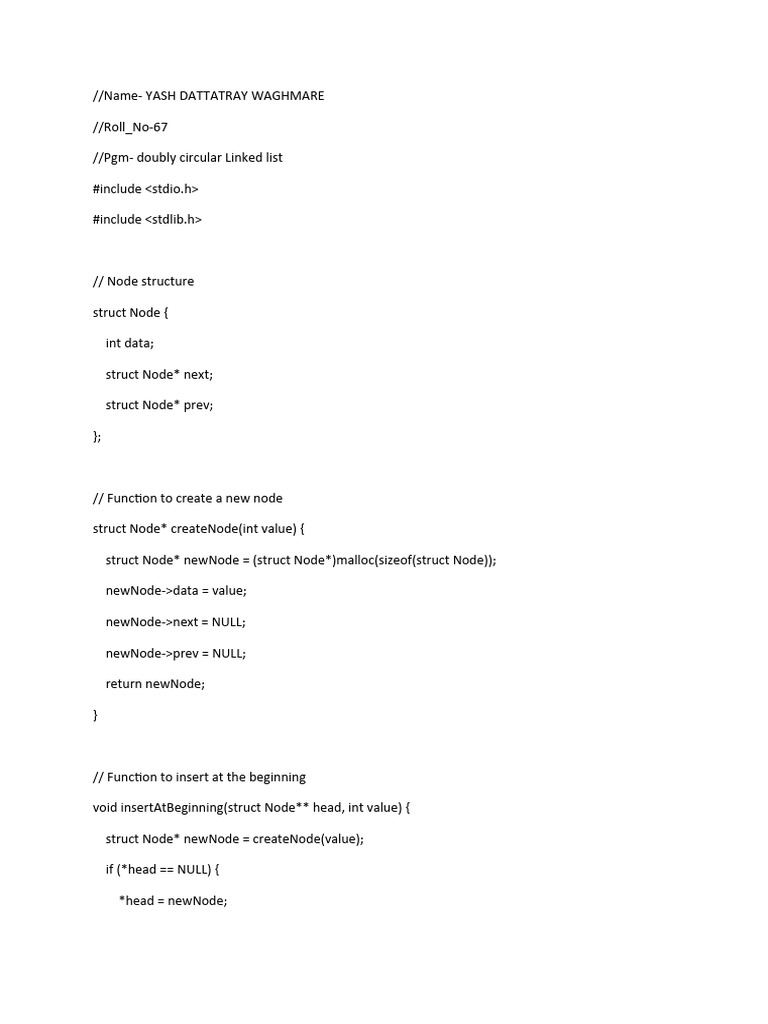 Doubly Circular Linklist | Download Free PDF | Computer Programming ... Doubly Circular Linklist | Download Free PDF | Computer Programming ...
