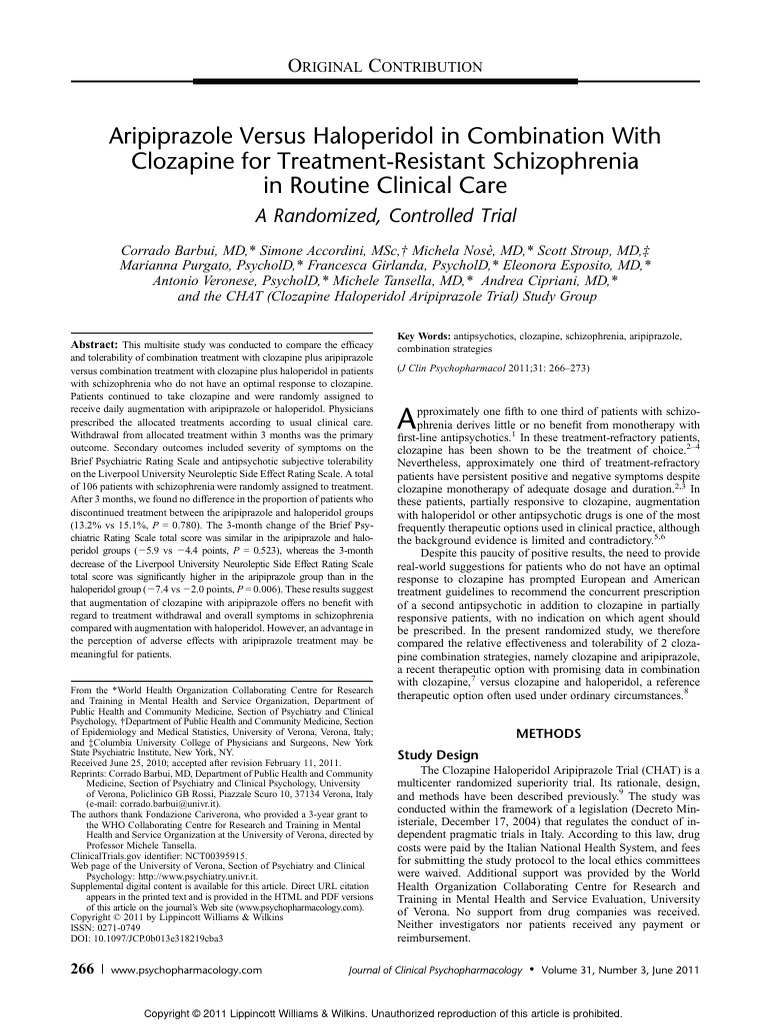 Barbui | PDF | Antipsychotic | Clozapine