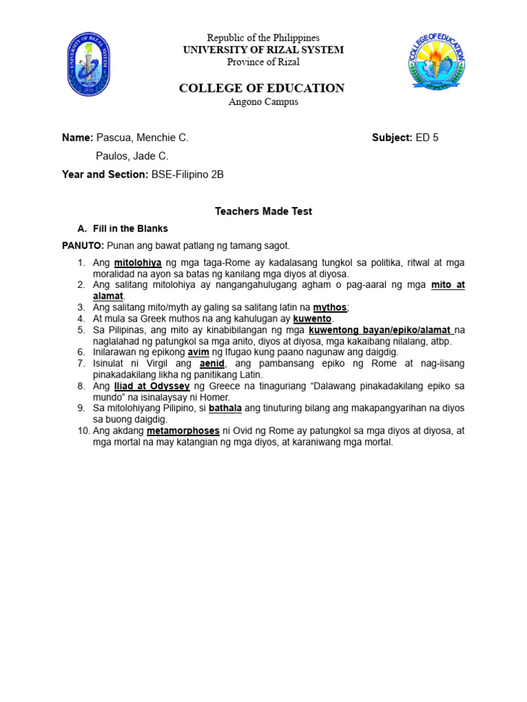 Teachers Made Test B 1 | PDF