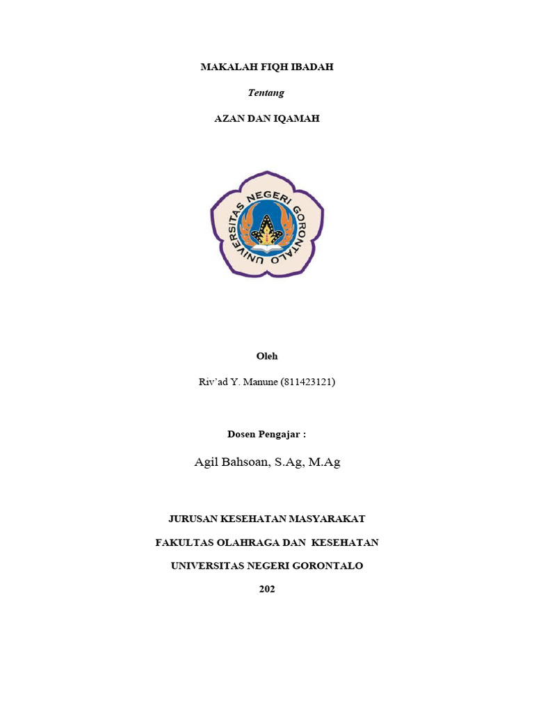 Makalah-Azan-Dan-Iqamah Rivad Manune | PDF | Agama & Spiritualitas