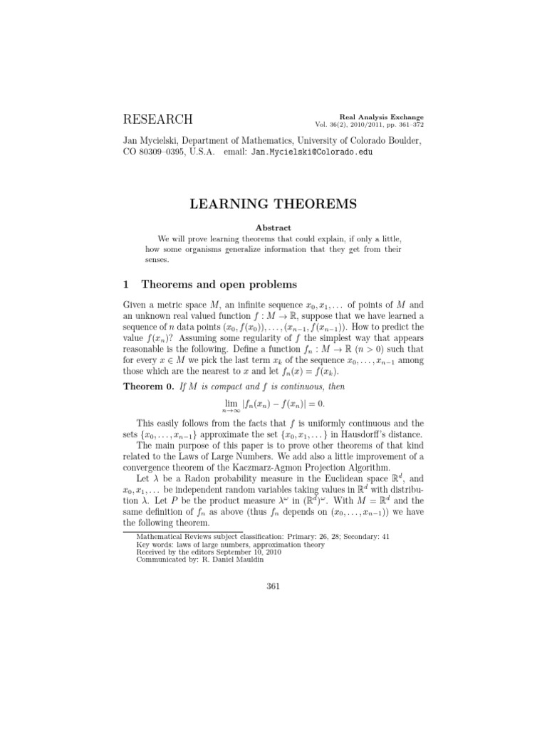 Research: 1 Theorems and Open Problems | PDF | Theorem | Mathematics