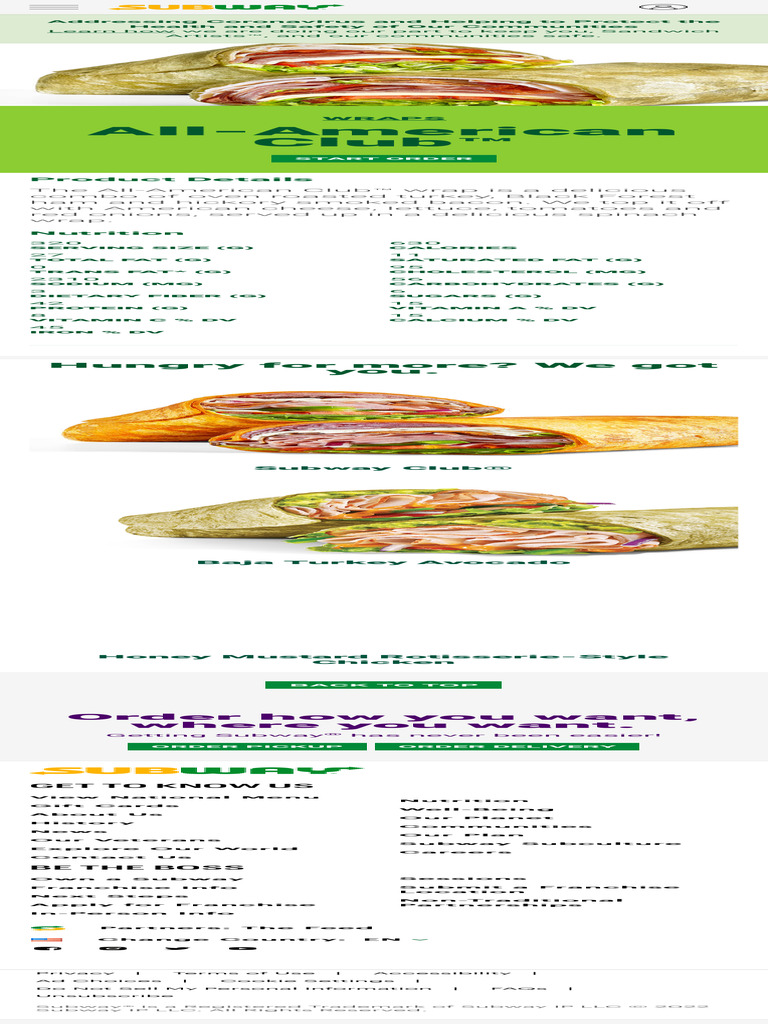 Menu - All-American Club™ SUBWAY - Com - United States (English) | PDF ...