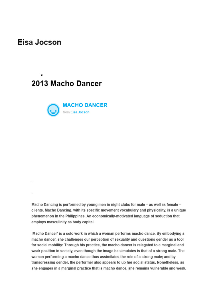 2013 Macho Dancer Eisa Jocson | PDF | Machismo | Gender