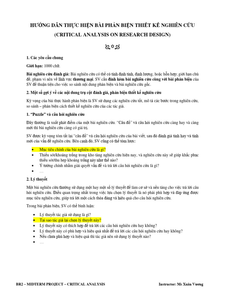 (BR2) PPNC - HƯỚNG DẪN THỰC HIỆN BÀI PHẢN BIỆN | PDF