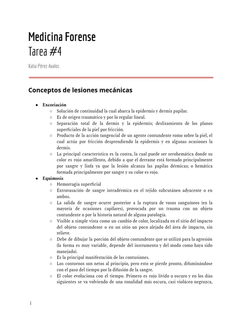 Tarea 4. Conceptos de Lesiones Mecánicas | PDF | Medicina CLINICA | Especialidades Medicas