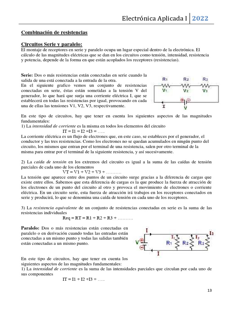 3 Teoria y Actividad 3 Resist S y P | PDF | Resistencia Eléctrica y Conductancia | Corriente ...