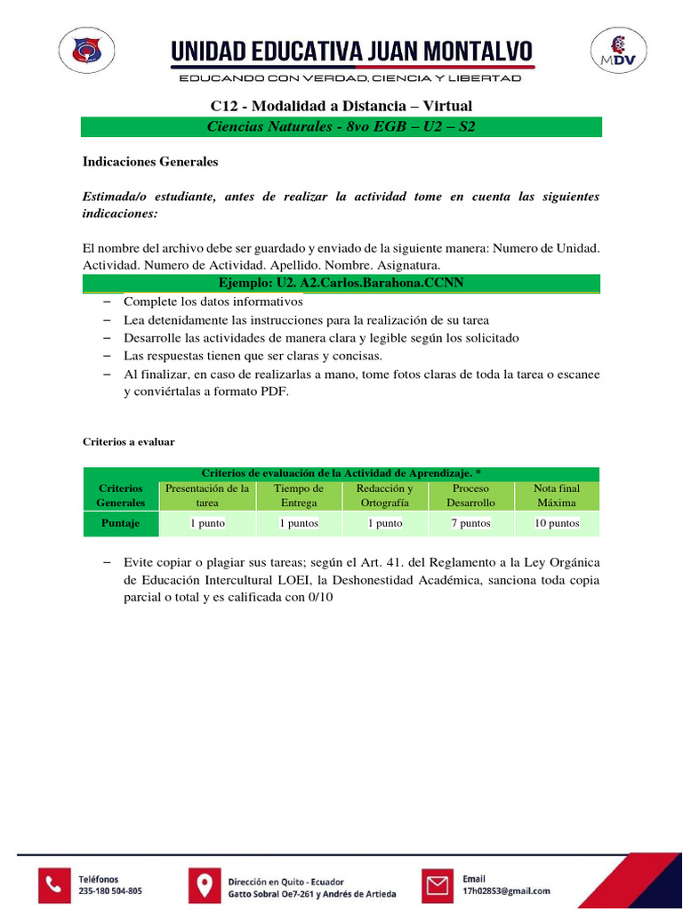 Ciencias Naturales-8vo EGB - Unidad 2 Semana 2 | PDF | Aprendizaje ...