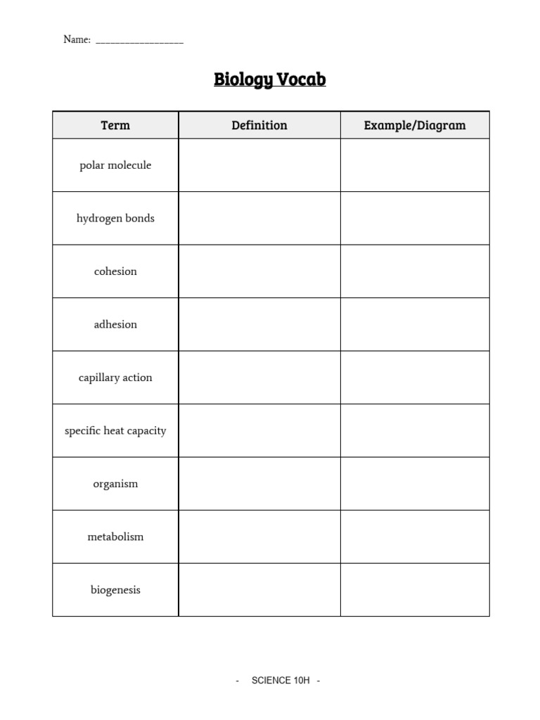 Biology Vocab | PDF | Cell (Biology) | Tissue (Biology)