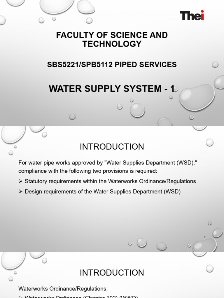 Piped Services-Water Supply System | PDF | Water | Pump