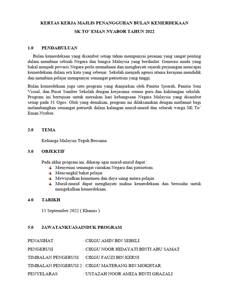 Majlis Sambutan Hari Kemerdekaan - 2022 | PDF