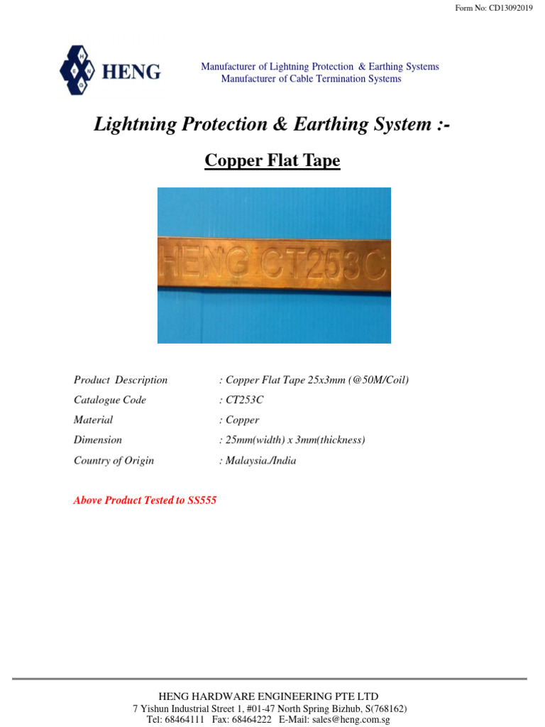 Copper Flat Tape 25x3mm for Earthing | PDF | Technology & Engineering