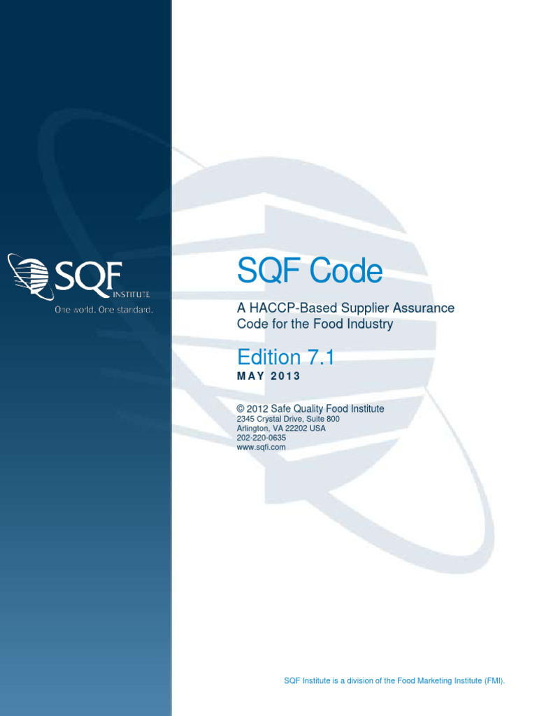 SQF Code Ed 7.1 4 29 13 | PDF | Hazard Analysis And Critical Control ...