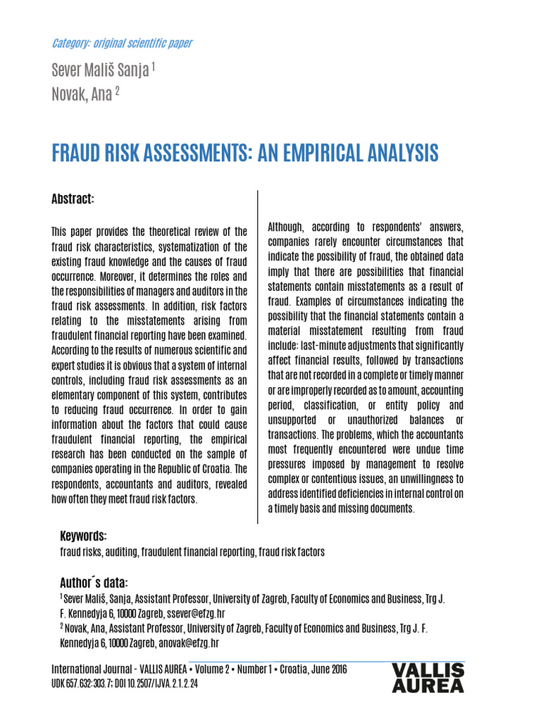 Fraud Risk in Financial Reporting | PDF | Internal Control | Audit