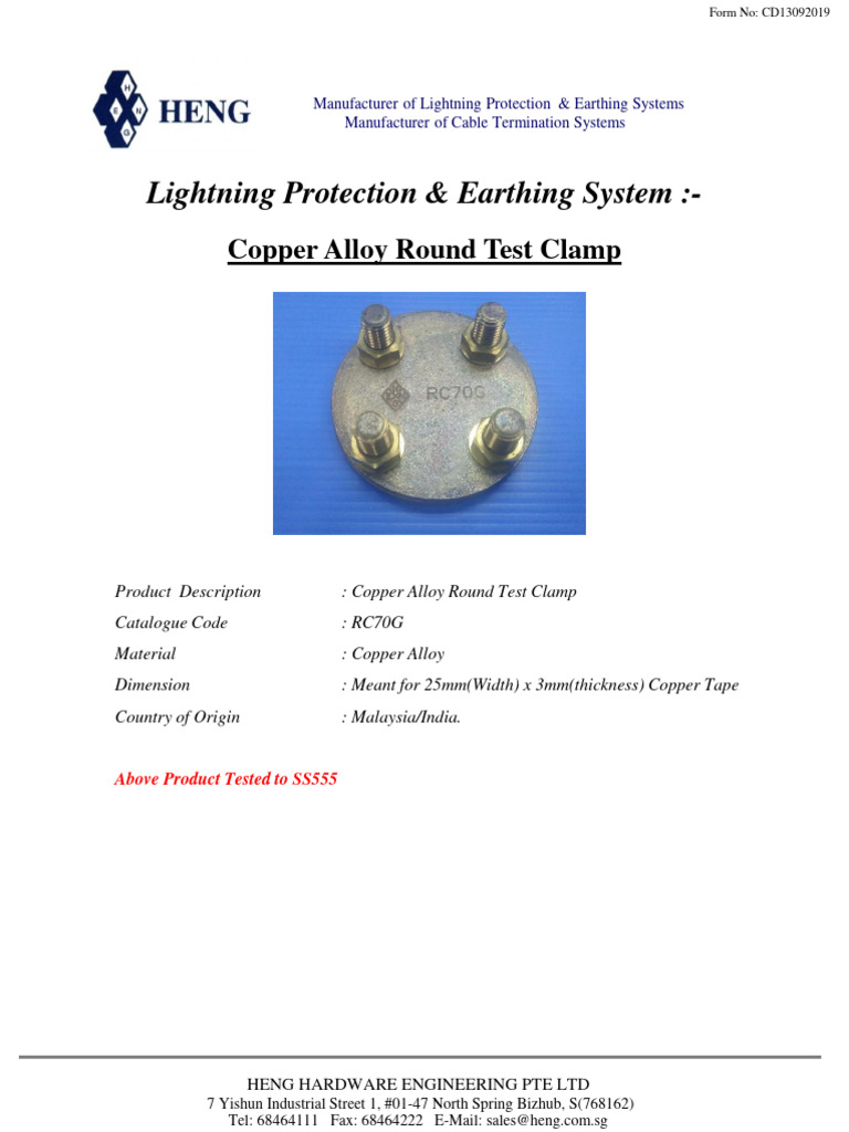 RC70G Copper Round Test Clamp | PDF