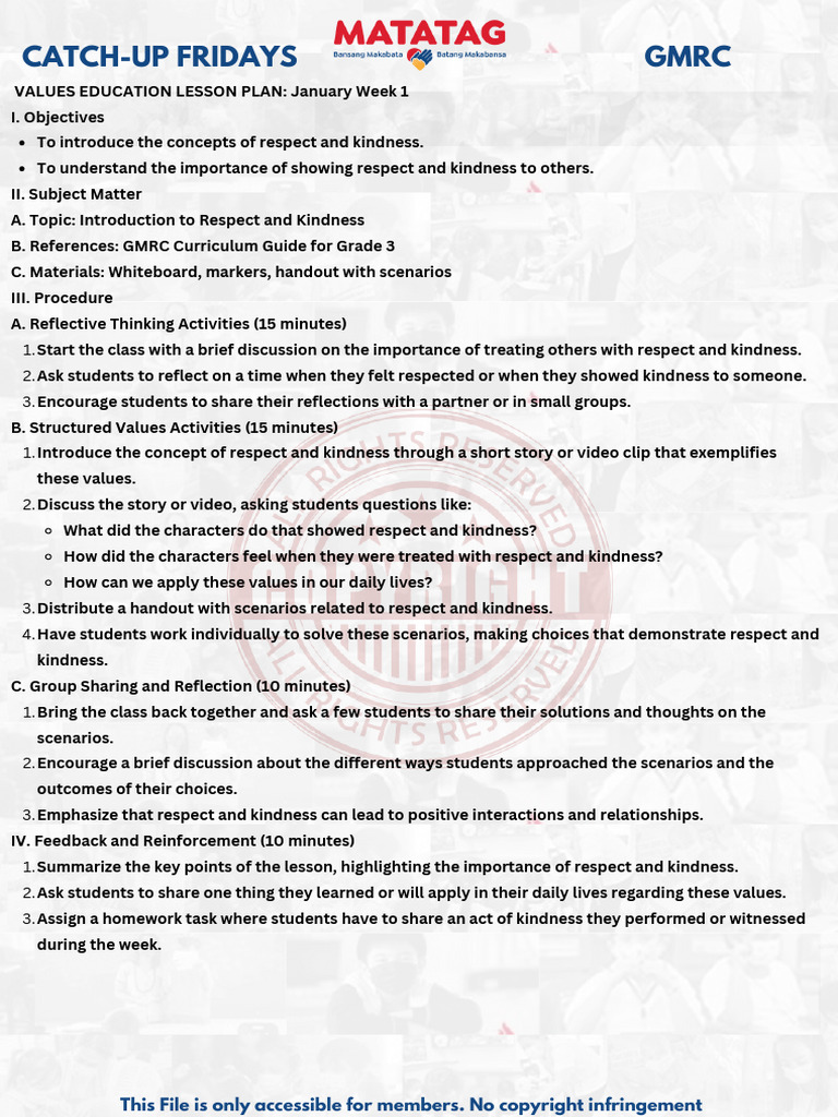 GMRC and Values Education Grade 3 | Download Free PDF | Lesson Plan | Empathy