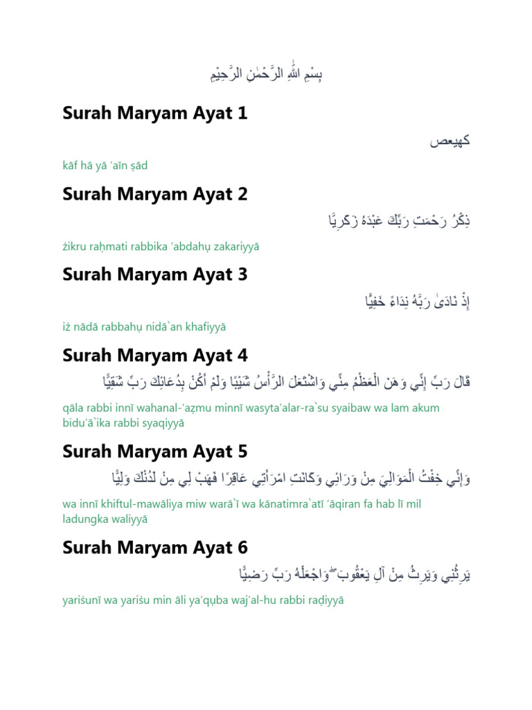 Surah Maryam | PDF | Islamic Belief And Doctrine | Family Of Jesus