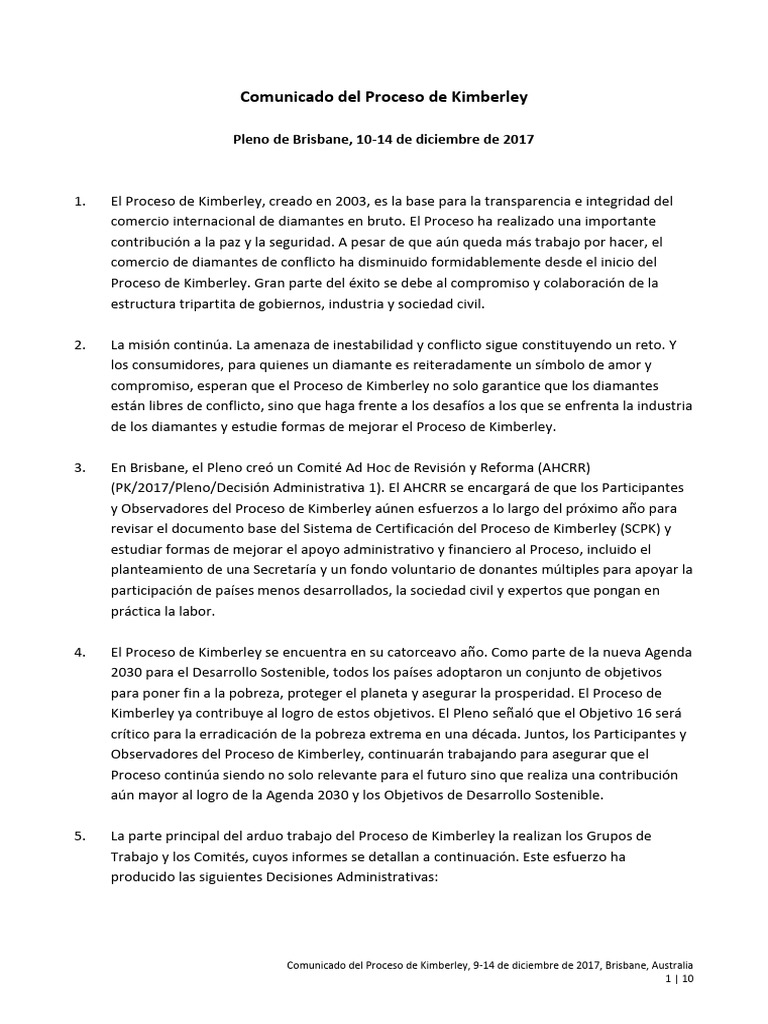 Comunicado Final Plenaria 2017 | PDF | Diamante | Evaluación
