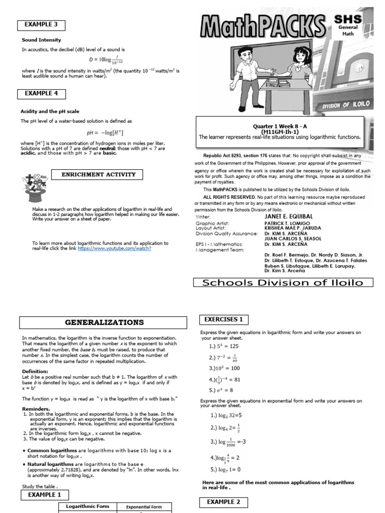 Math 11 - GenMath - Q1Wk8 ABCDKey V.nov12020 | PDF | Logarithm ...