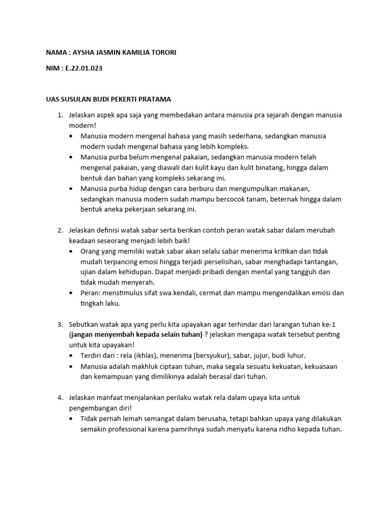 UAS Susulan Budi Pekerti Pratama Aysha Jasmin K.T | PDF