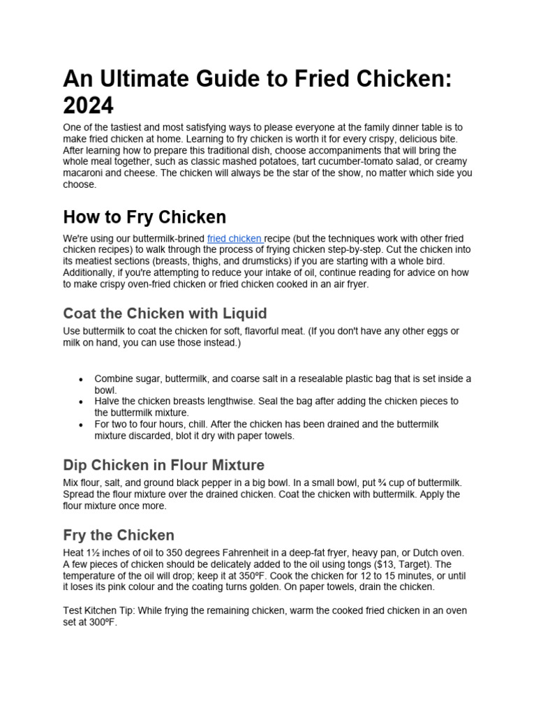An Ultimate Guide To Fried Chicken | PDF | Breads | Baking