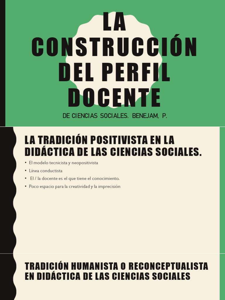 La Construcción Del Perfil Docente Benejam | PDF | Conocimiento | Enseñando