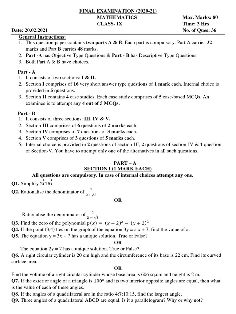 Class - 9 Maths | PDF | Rectangle | Area