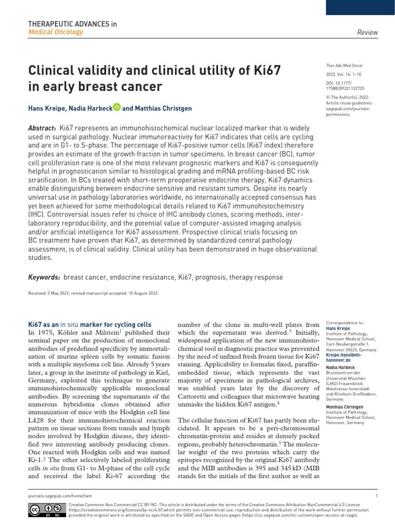 Clinical Validity and Clinical Utility of Ki67 | PDF ...