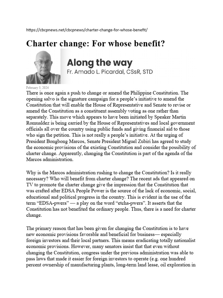 Charter Change - For Whose Benefit | PDF | Constitutional Amendment ...