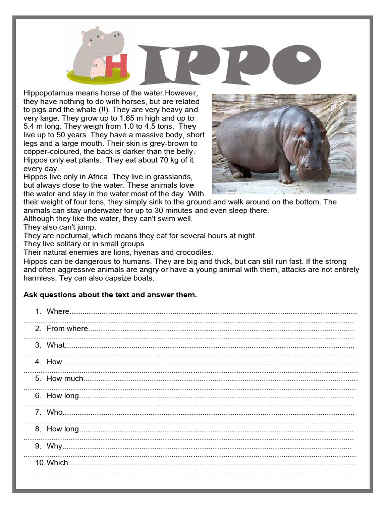Easy Reading Hippo 155636 | PDF | Hippopotamus | Mammals