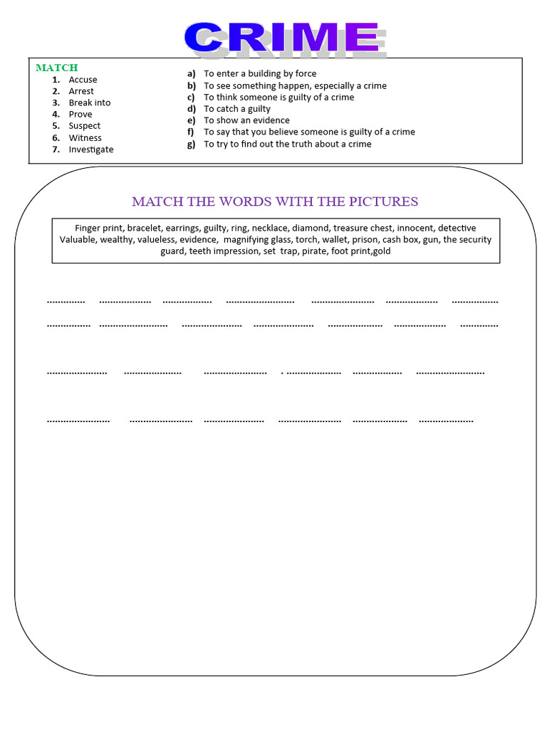 Crime Vocabulary Fun Activities Games 827 | PDF | Detective | Crimes