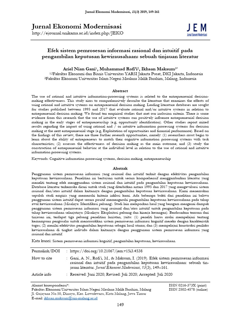 Jurnal UAS TPK | PDF | Entrepreneurship | Decision Making