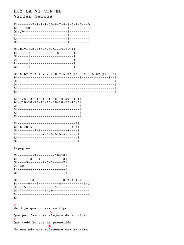Hoy la vi con él - Letra y acordes | PDF