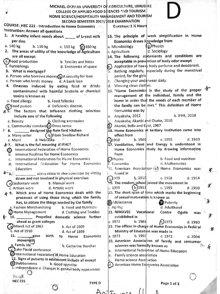 HEC 221 - Past Questions . | PDF