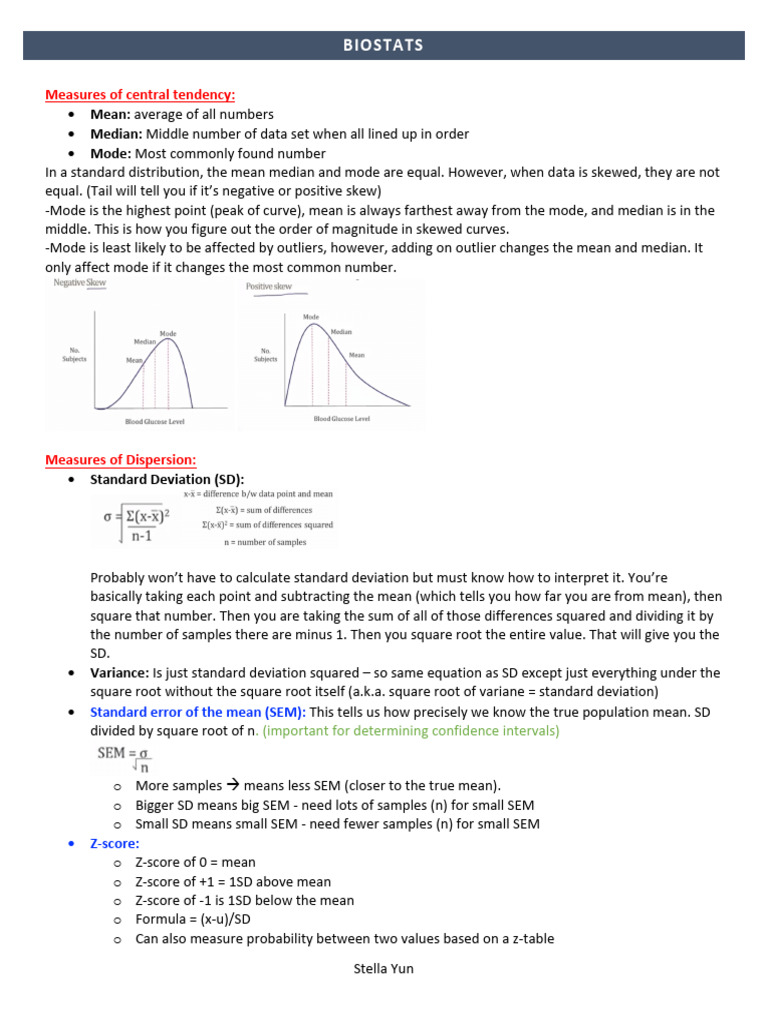 Biostats 2 | Download Free PDF | Standard Deviation | Type I And Type Ii Errors