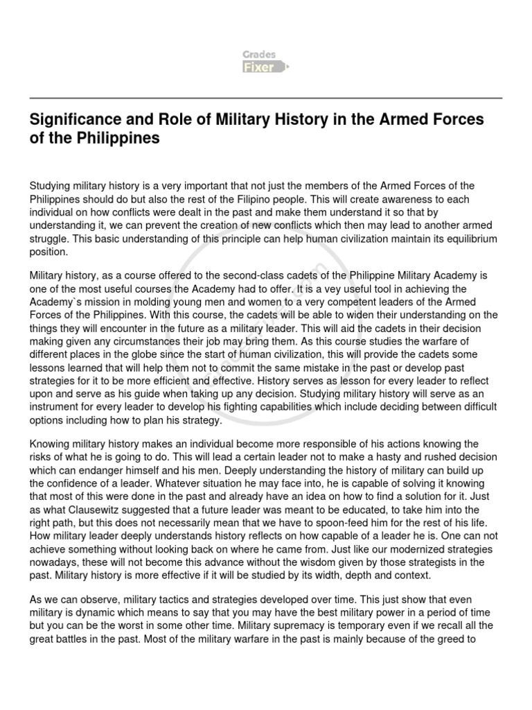 Significance and Role of Military History in The Armed Forces of The ...