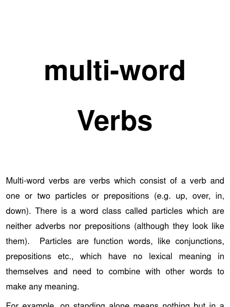 15 Multi-Word Verbs | PDF | Preposition And Postposition | Verb
