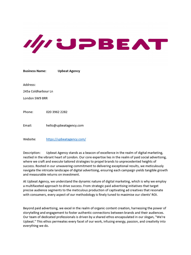 Upbeat Agency | PDF