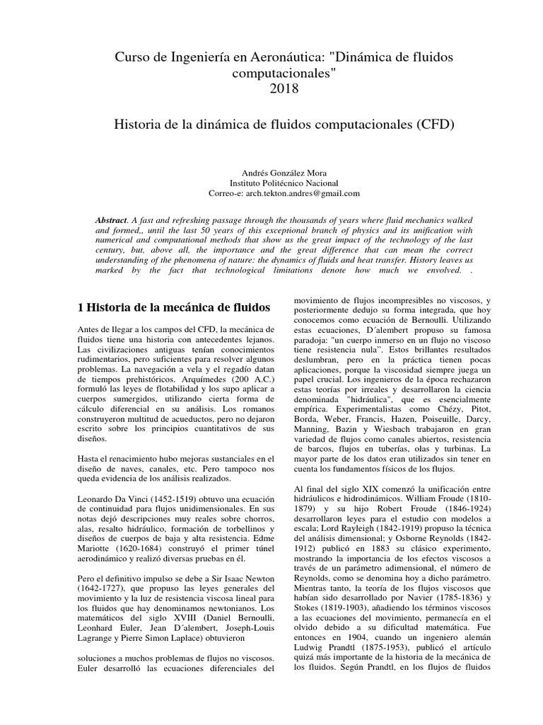Historia Del CFD | PDF | Capa límite | Arrastrar (Física)