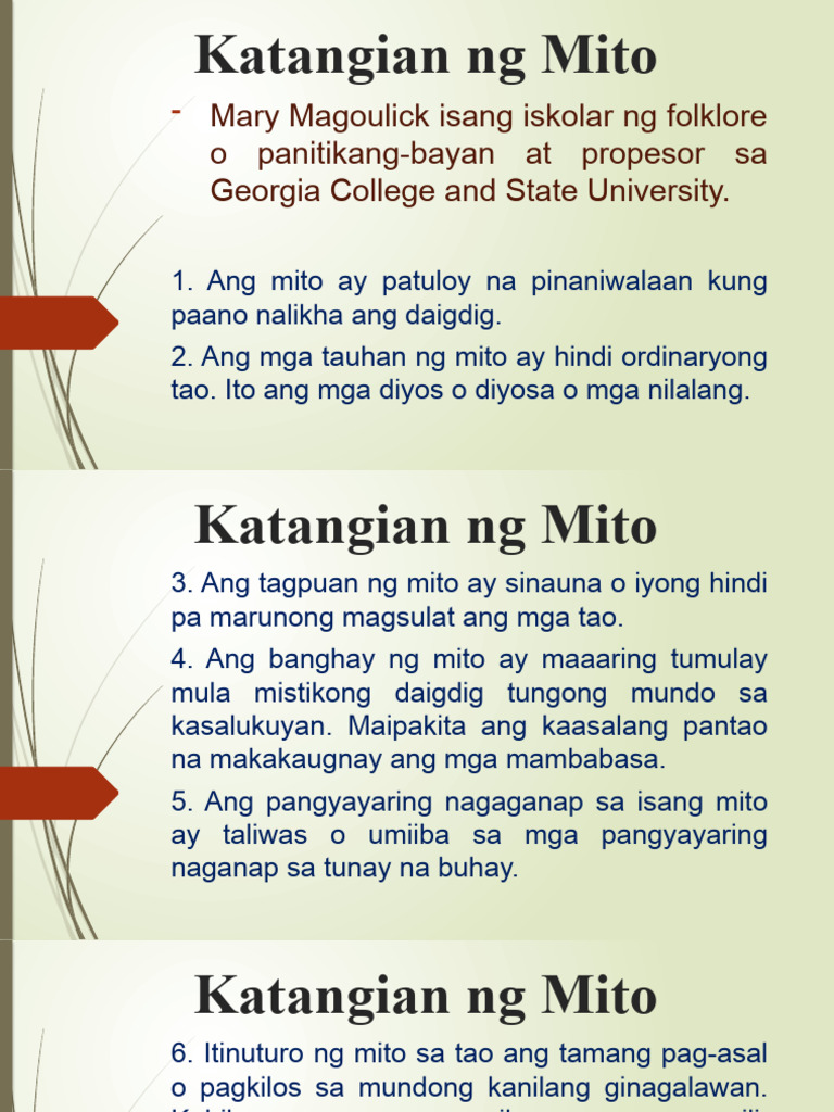 Katangian NG Mito PPT 10 | PDF Katangian NG Mito PPT 10 | PDF