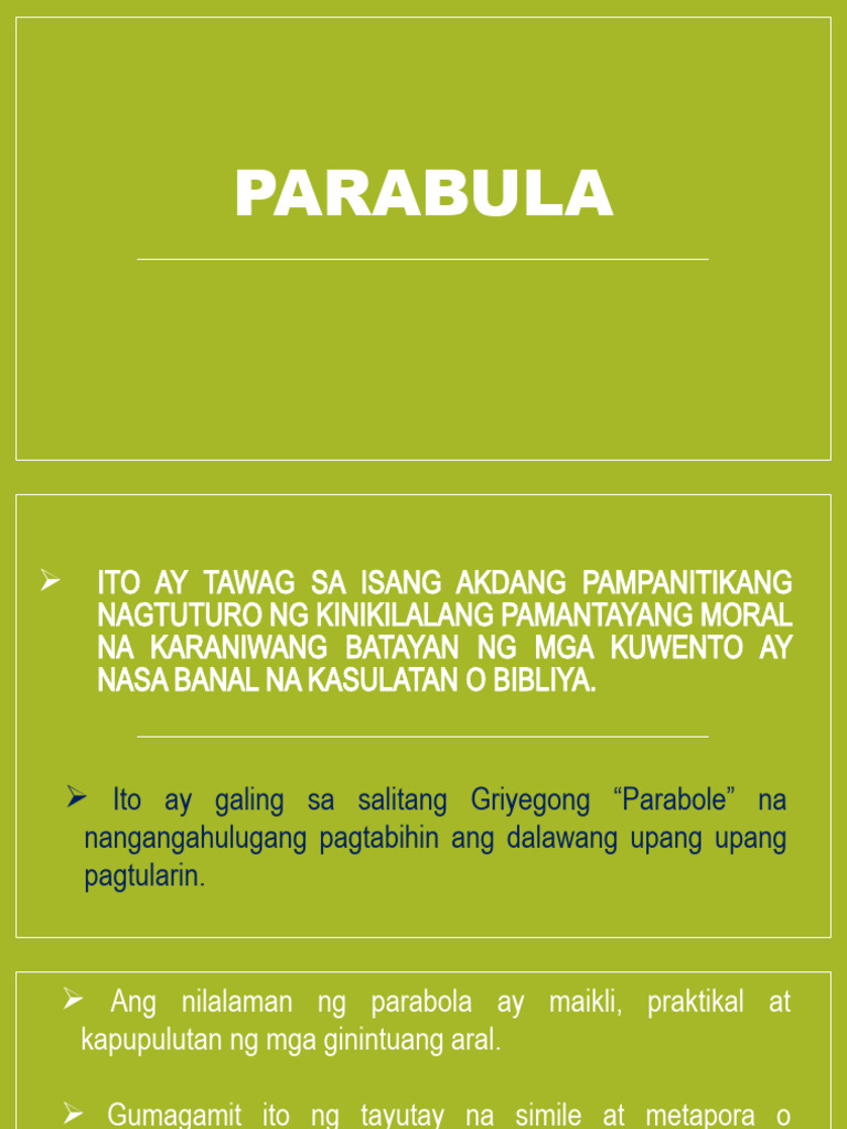 Parabula at Pagsasalaysay Grade 10 | PDF