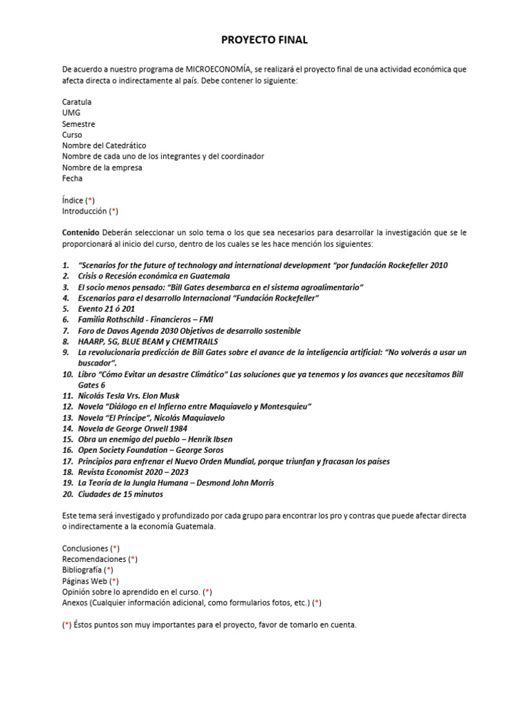 Temas de Proyecto Final | PDF