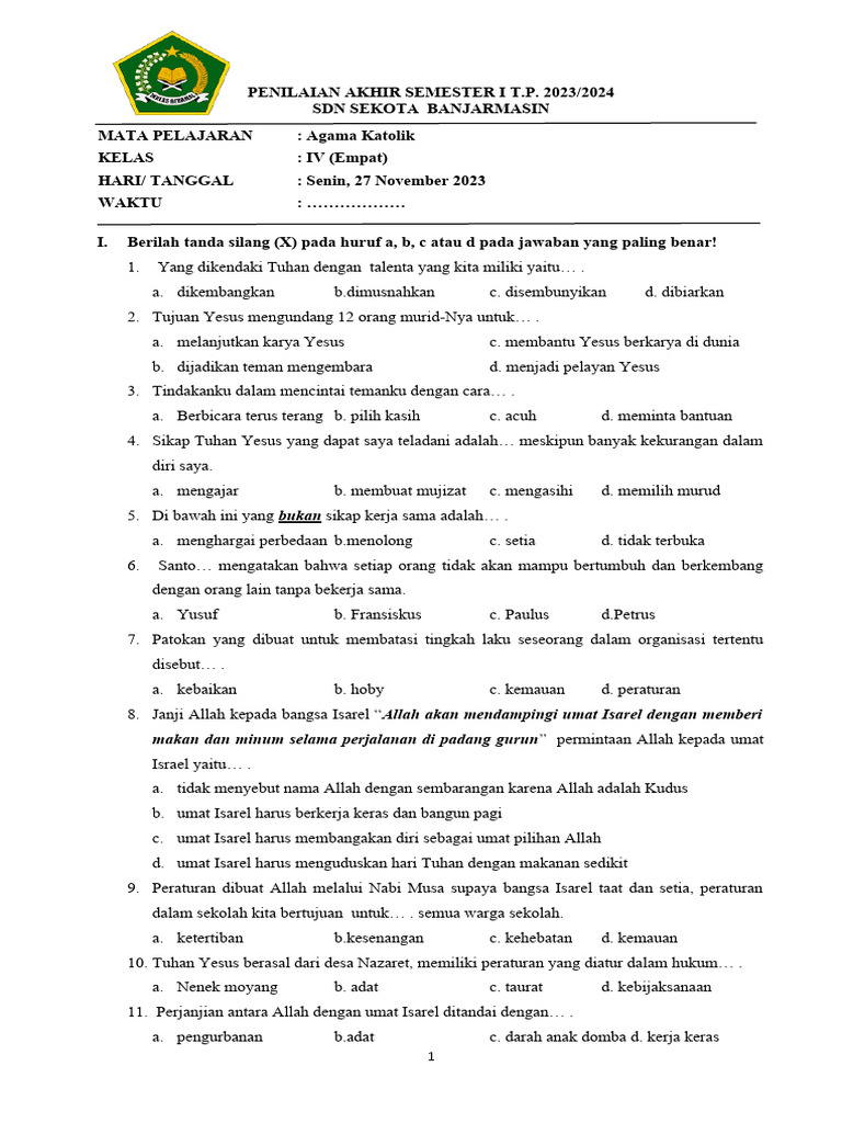 Pas Agama Kelas 4 SDN | PDF