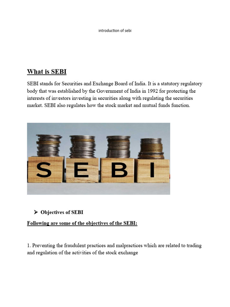 Introduction of Sebi | PDF | Business | Law