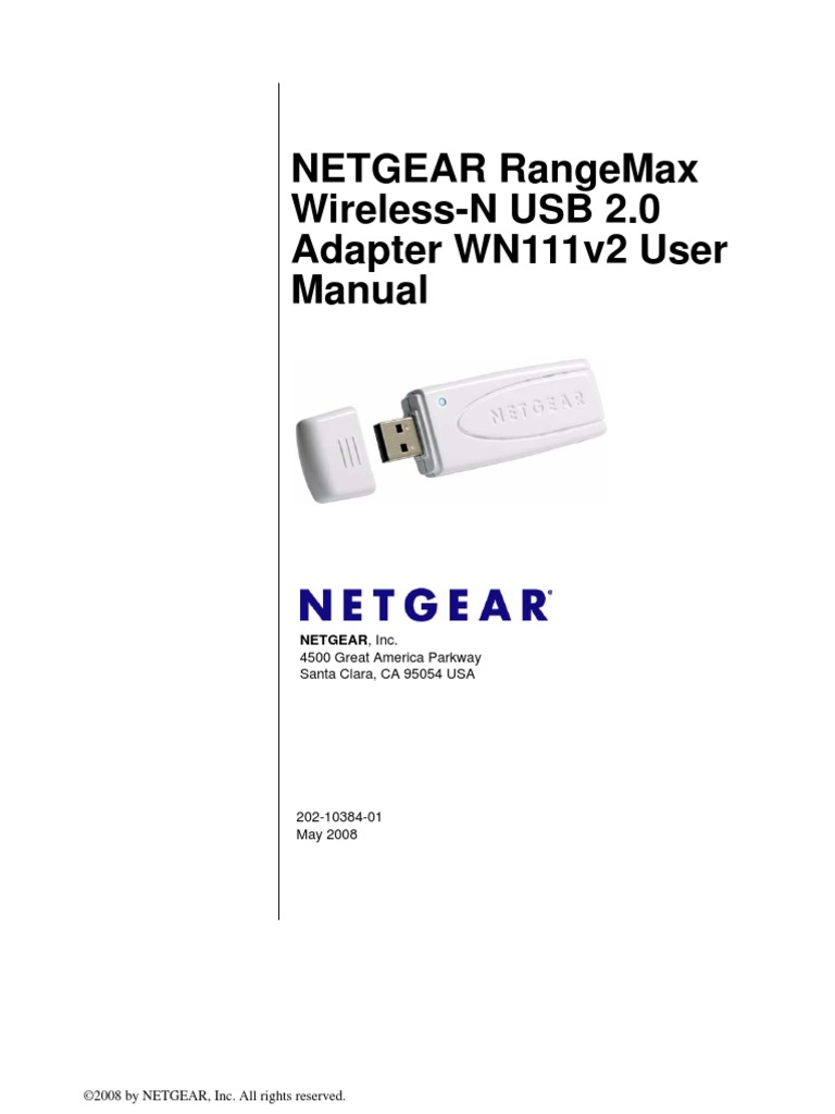 Netgear Rangemax Wireless-N Usb 2.0 Adapter Wn111V2 User Manual | PDF ...